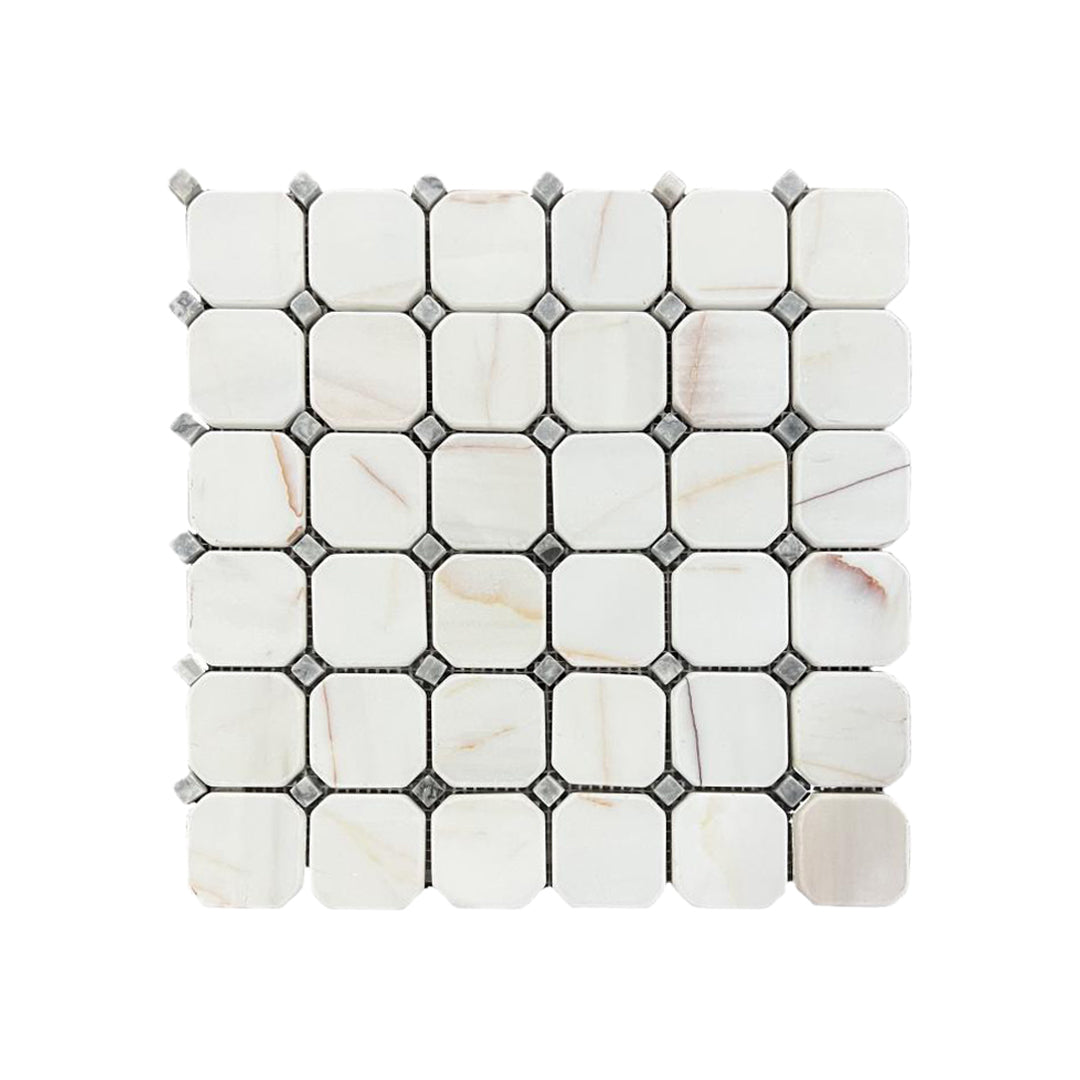 Dolomite Spider Tumbled Marble Octagon Mosaic Tiles – Decoribbo
